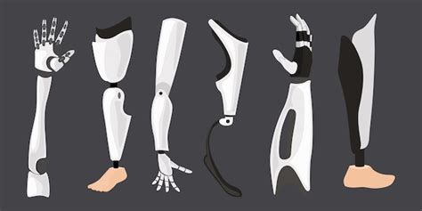 Premium Vector Set Of Modern Prosthetic Arms And Legs In A Cartoon
