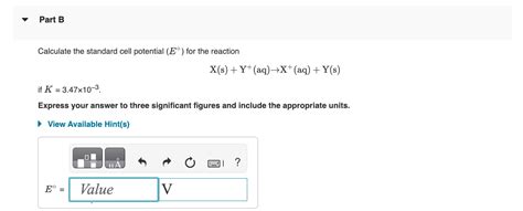 Solved Part Bcalculate The Standard Cell Potential E° ﻿for