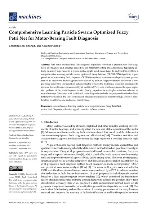 (PDF) Comprehensive Learning Particle Swarm Optimized Fuzzy Petri Net for Motor-Bearing Fault ...