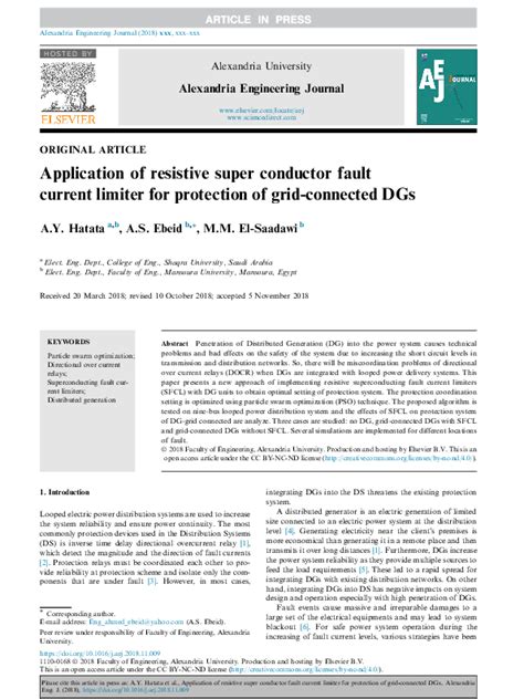 Pdf Application Of Resistive Super Conductor Fault Current Limiter