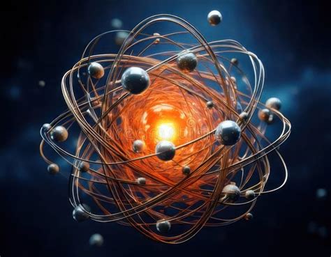 Rendering Of Atoms With Electrons Abstract Scientific Visualization Stock Illustration