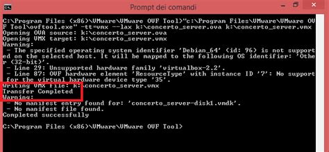 conversione con ovf tool di virtual machine ovf in vmx unsupported