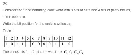 Solved A I2 Bit Hamming Code Word Containing 8 Bits Of Data And 4