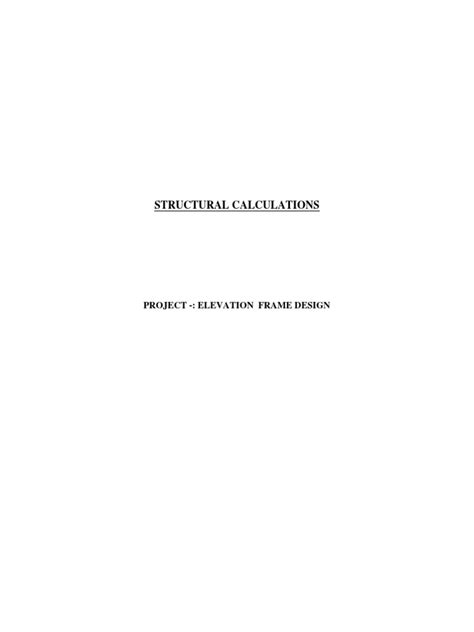 Structural Calculations Project Elevation Frame Design Pdf