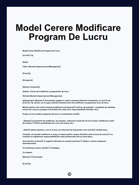 Model Cerere Modificare Program De Lucru