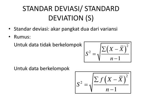 Rumus Standar Deviasi Data Berkelompok