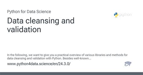 Data Cleansing And Validation Python For Data Science 2430