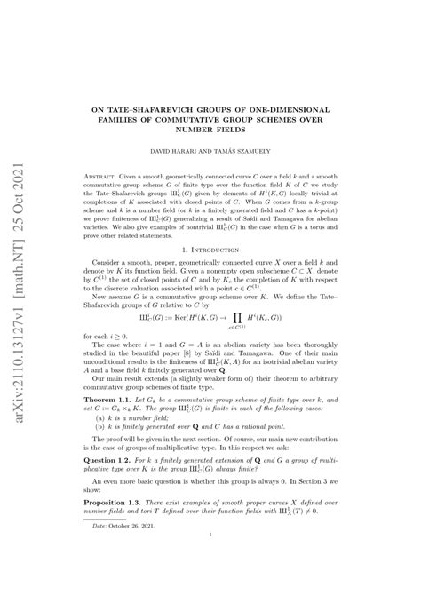 Pdf On Tate Shafarevich Groups Of One Dimensional Families Of Commutative Group Schemes Over