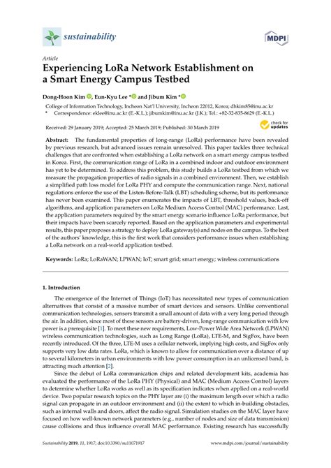 PDF Experiencing LoRa Network Establishment On A Smart Energy Campus Testbed