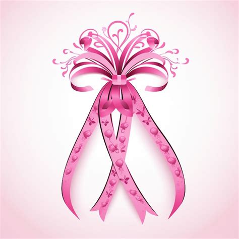 Premium Vector A Pink Ribbon With A Pink Ribbon On It