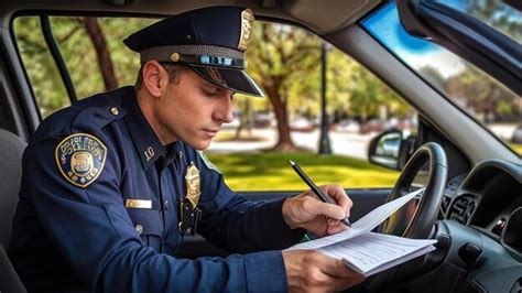 Police Officer Writing Ticket Uniformed Law Enforcement Traffic