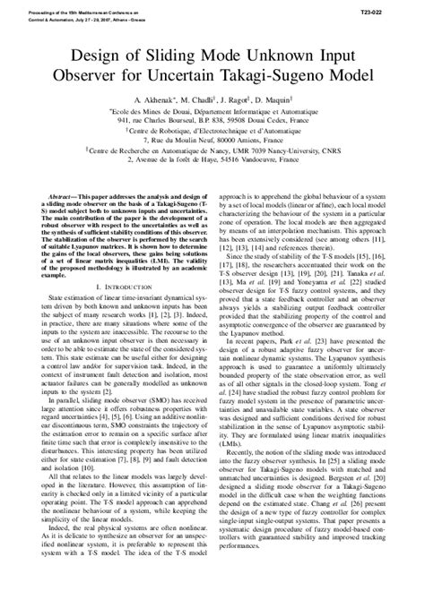 Pdf Design Of Sliding Mode Unknown Input Observer For Uncertain