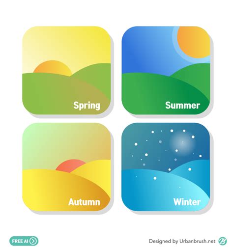 계절 아이콘 일러스트 Ai 무료다운로드 Free Season Vector 어반브러시