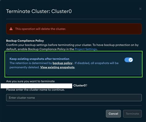 how to recreate a terminated cluster with a backup entry using the same