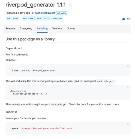 Riverpodgenerator Package Should Be Installed Under Devdependency