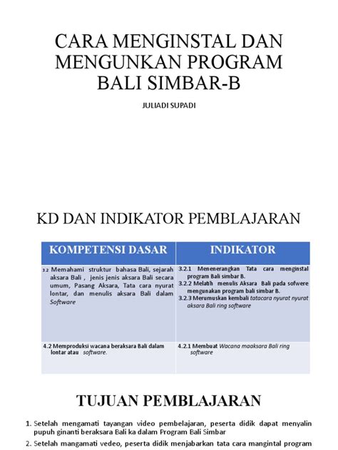 Cara Menginstal Dan Mengunkan Program Bali Simbar B Pdf