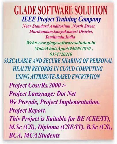 Scalable And Secure Sharing Of Personal Health Records In Cloud Computing At ₹ 2000piece In