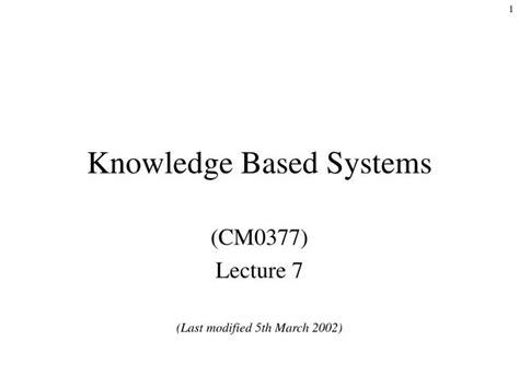 PPT Knowledge Based Systems PowerPoint Presentation Free Download ID