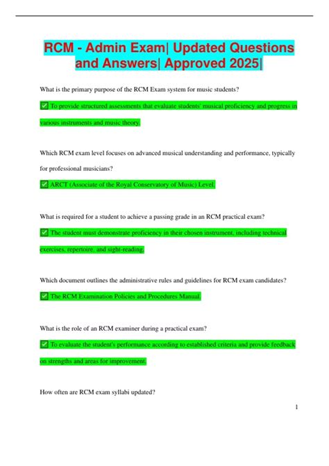 Rcm Admin Exam Updated Questions And Answers Approved 2025 Rcm