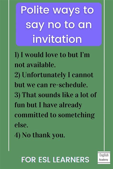 Polite Ways To Decline An Invitation