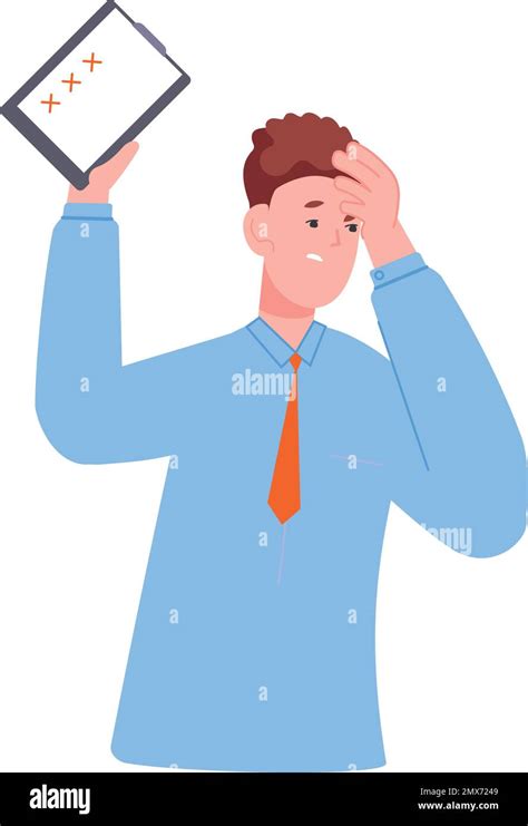 failing tasks concept man hold checklist with red crosses isolated on