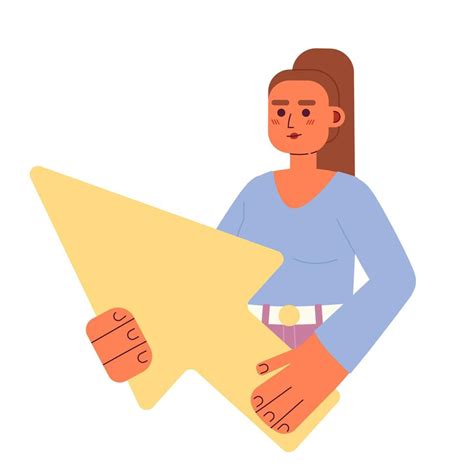 Female User With Arrow Cursor Flat Concept Vector Spot Illustration