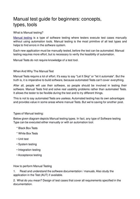 Ppt Manual Test Guide For Beginners Concepts Types Tools Powerpoint Presentation Id8248820