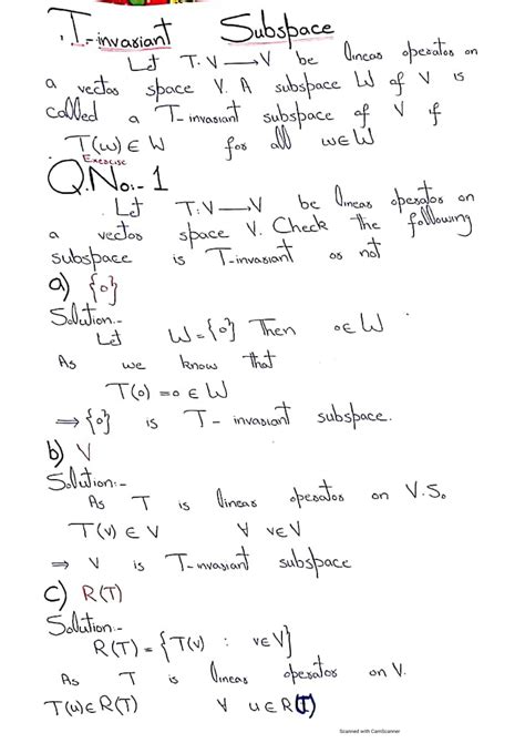 SOLUTION Linear Algebra Chap Invariant Subspace T Cyclic Subspace Caylay Hamilton Theorem