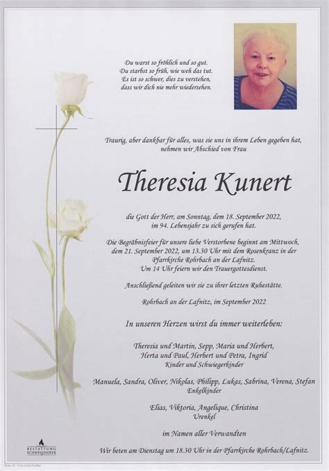 Theresia Kunert Bestattung Schweighofer