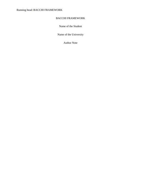 Policy Analysis Understanding The Bacchi Framework