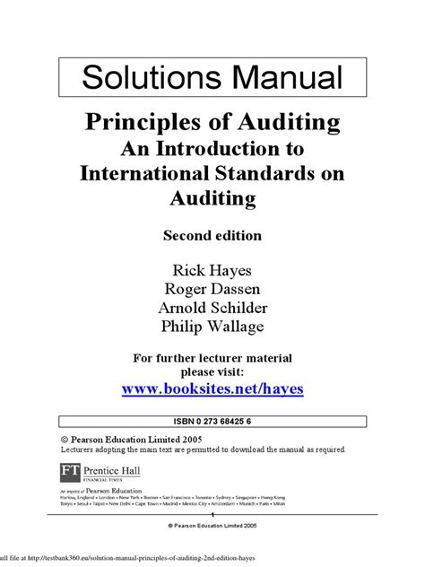 Solution Manual Principles Of Auditing 2nd Edition Hayes Pdf Financial Audit Financial
