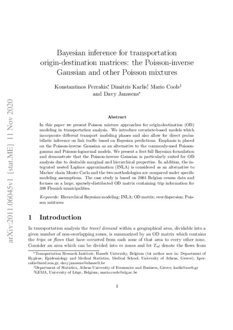 pdf bayesian inference for transportation origin destination matrices