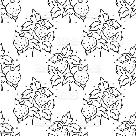벡터 과일 그림입니다 완벽 한 패턴 딸기 잎 흰색 바탕에 장식 요소입니다 손으로 그린된 등고선과 선 낙서 스타일 그래픽 벡터