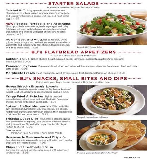 Menu At Bjs Restaurant And Brewhouse Avon Rockville Rd