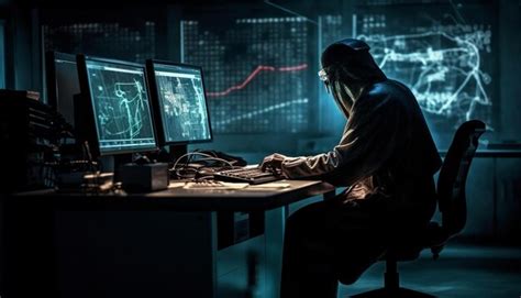 Premium AI Image One Person Sitting Indoors At Desk Using Computer Monitor Generated By