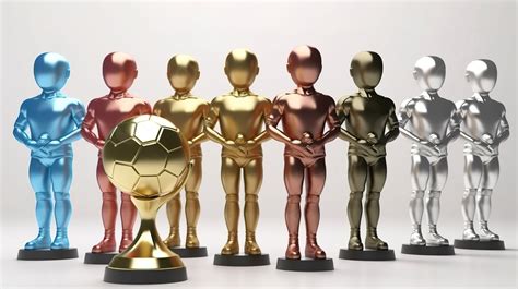 다양한 피부색 머리 유형과 국적을 가진 3d 축구 선수들은 렌더링된 이미지에서 황금 컵으로 승리를 축하합니다 챔피언스 리그 축구 팀 선수권 대회 배경 일러스트 및 사진