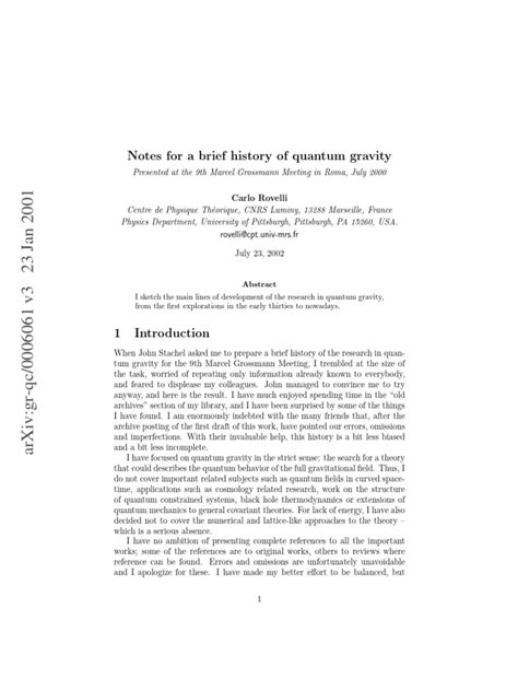 Notes For A Brief History Of Quantum Gravity Pdf String Theory