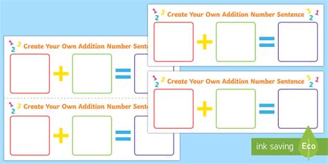 Create Your Own Addition Number Sentence Worksheet Worksheet