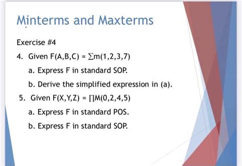 solved minterms and maxterms exercise 4 4 given f a b c