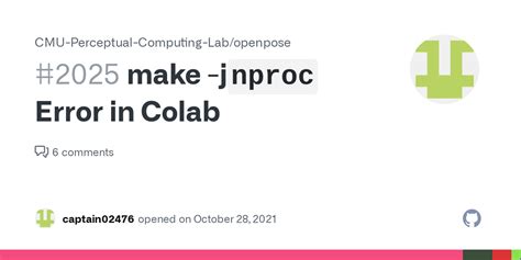 make j`nproc` error in colab · issue 2025 · cmu perceptual computing