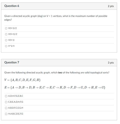 Solved Question Pts Given A Directed Acyclic Graph Dag Chegg