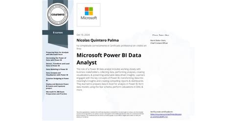 Nicolás Quintero Palma On Linkedin Completion Certificate For Microsoft Power Bi Data Analyst