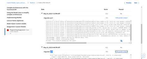 c1 w4 assignment grading failed error custom models layers and loss
