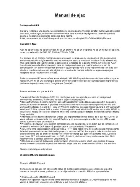 Manual De Ajax Pdf Ajax Programación Estándares Del Consorcio