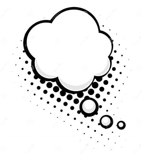 Comic Style Thought Cloud Bubble With Halftone Dots Stock Illustration