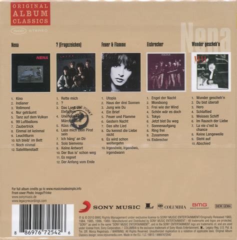 Nena Original Album Classics Boxset Box Back Cd Covers Cover Century Over