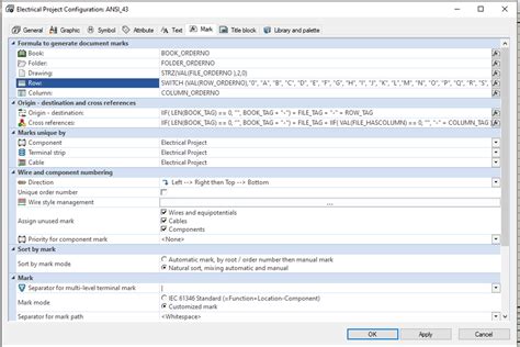 solidworks electrical schematic displaying alpha numeric rows