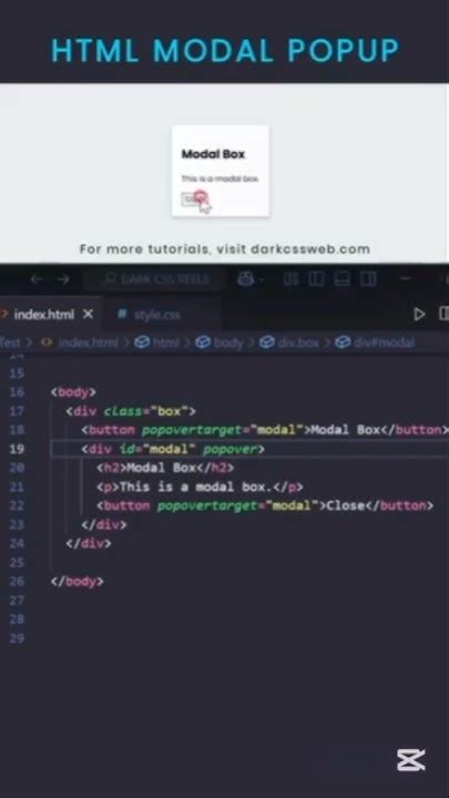 Create an HTML Modal Popup in Seconds! 💥 #WebDev #Shorts #programming #learn - YouTube