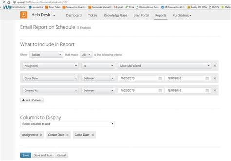 Report Request Tickets Assied To Specific Time Frame And Ope