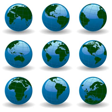 Globe Set Vector Illustration Isolated Black Background Stock Vector By
